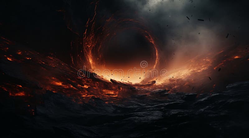 Dark Apocalyptic Scene with a Fiery Vortex - AI Generated Stock Image ...