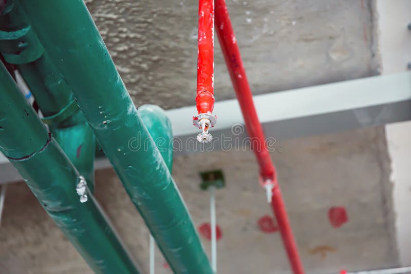 Close-up Fire Sprinkler on the Ceiling for Safety Security System ...