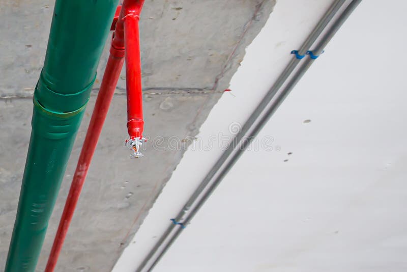 Close-up Fire Sprinkler on the Ceiling for Safety Security System ...
