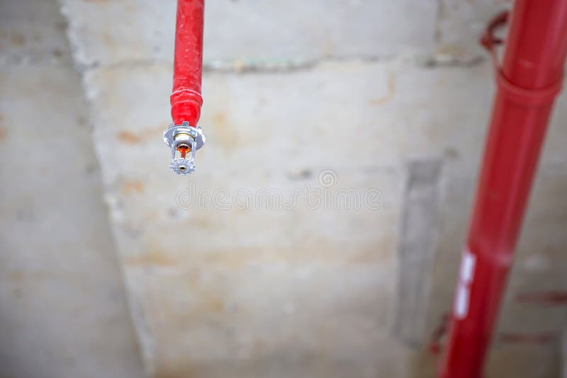 Close-up Fire Sprinkler on the Ceiling for Safety Security System ...