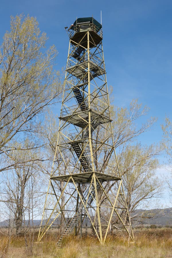 Fire Detection Watch Tower Surruonded by Deciuous Trees in Spain Stock ...