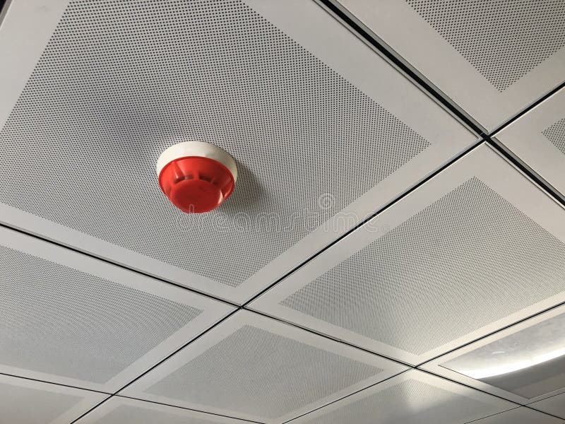 Fire Detector at False Ceiling. Fire Alarm System Stock Image - Image ...