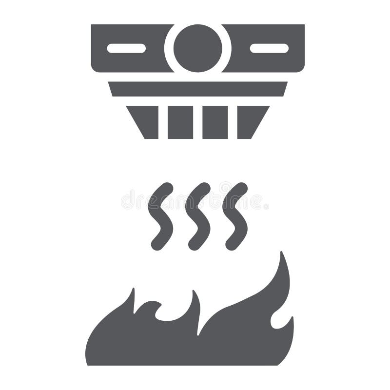 Fire Detector Glyph Icon, Alarm and Equipment, Smoke Detector Sign ...