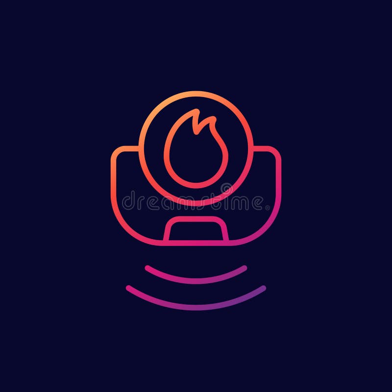 Fire Detector, Smoke Sensor Line Icon, Vector Stock Vector ...