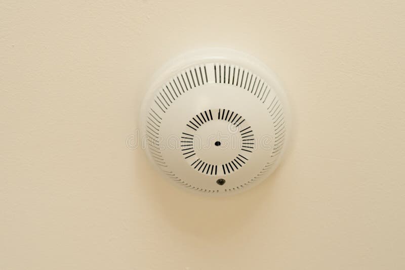 Fire Detector on White Ceiling Stock Image - Image of safety, sensor ...