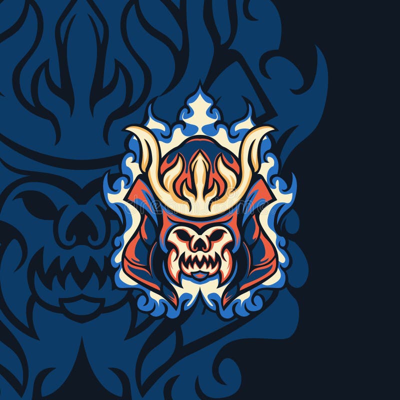 Fire Devil Samurai stock vector. Illustration of design - 199114192