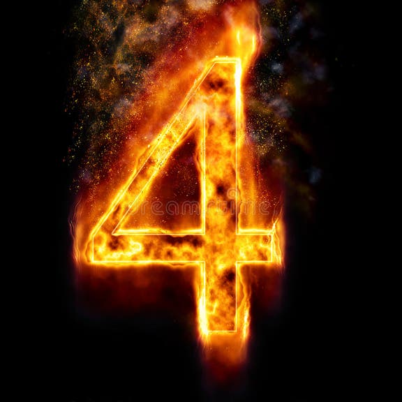 Fire digit 4. stock illustration. Illustration of light - 193451119