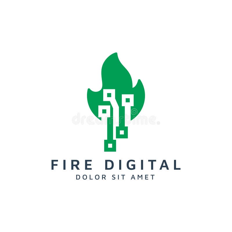 Fire and Digital Negative Space Logo Design Stock Vector - Illustration ...