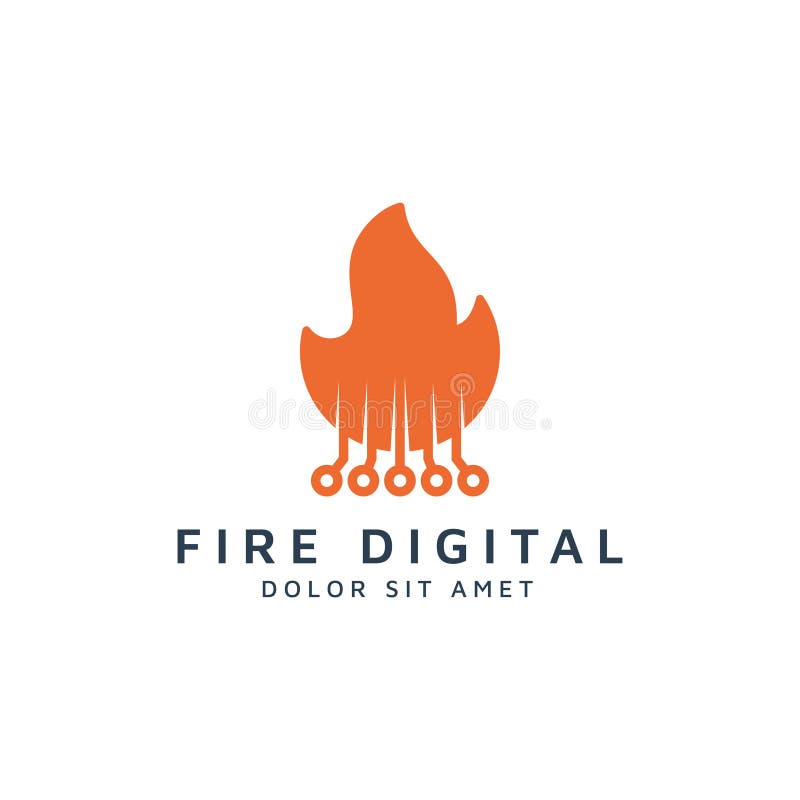 Fire and Digital Negative Space Logo Design Stock Vector - Illustration ...