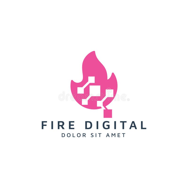 Fire Digital Logo Icon Design Stock Vector - Illustration of connection ...