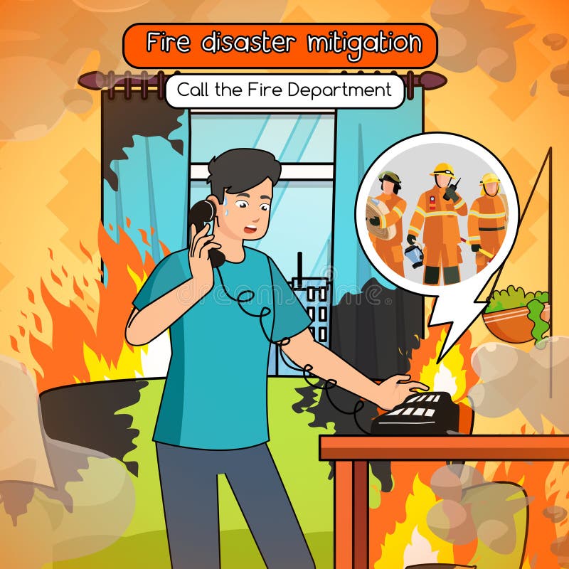 Fire disaster mitigation_3 stock vector. Illustration of comics - 359286865