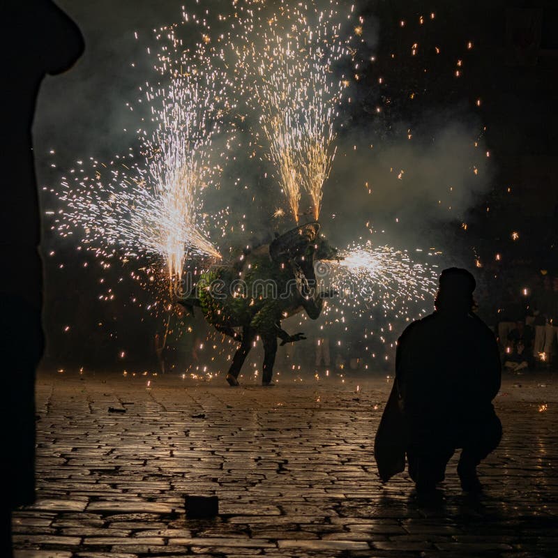 Fire Display during a Night Festival Stock Photo - Image of dynamic ...