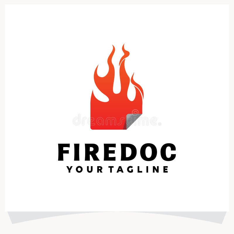 Fire Document Logo Design Template Stock Vector - Illustration of heat ...