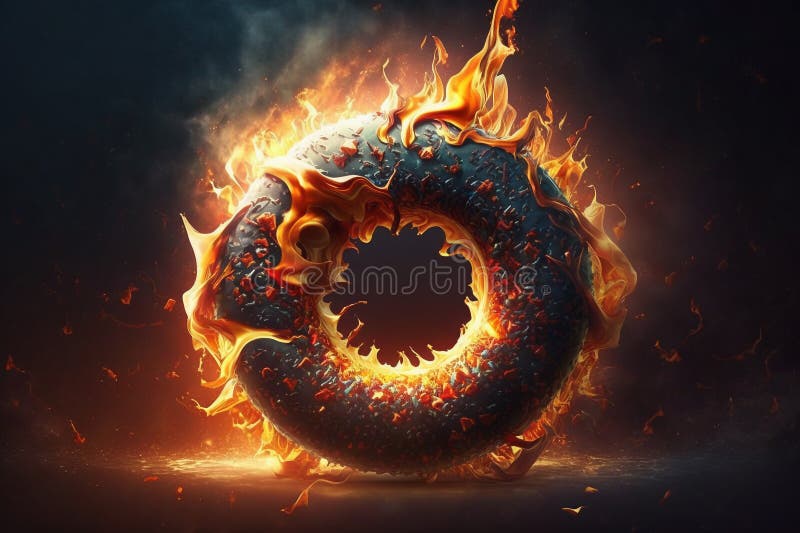 Fire Donut. Weight Management Concept. Generative AI Stock Illustration ...
