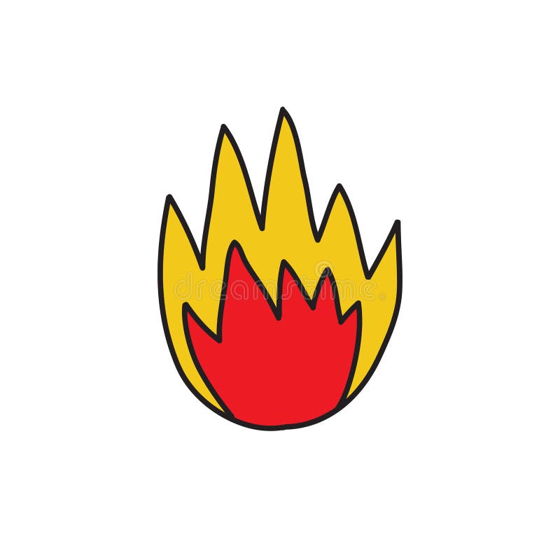 Fire Doodle Icon Vector Han Draw Stock Illustration - Illustration of ...
