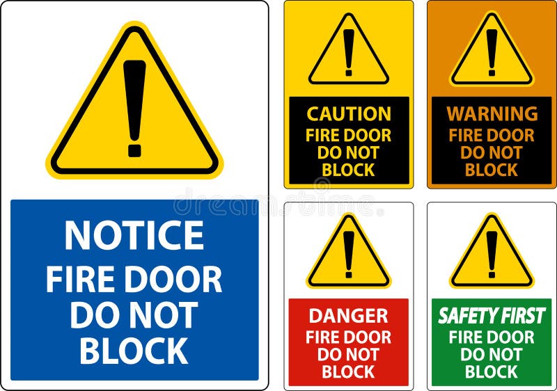Fire Door Do Not Block Sign on White Background Stock Vector ...