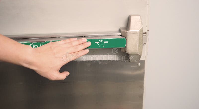 Fire Door Handle of Fire Exit for Emergency Evacuation Stock Photo ...