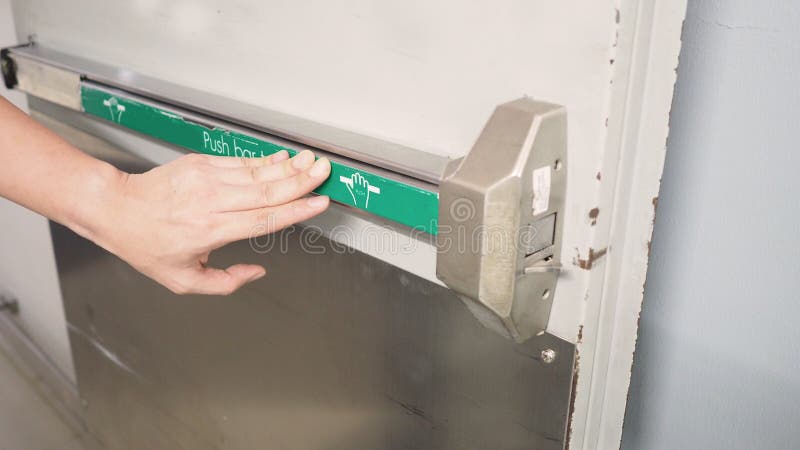 Fire Door Handle of Fire Exit for Emergency Evacuation Stock Photo ...