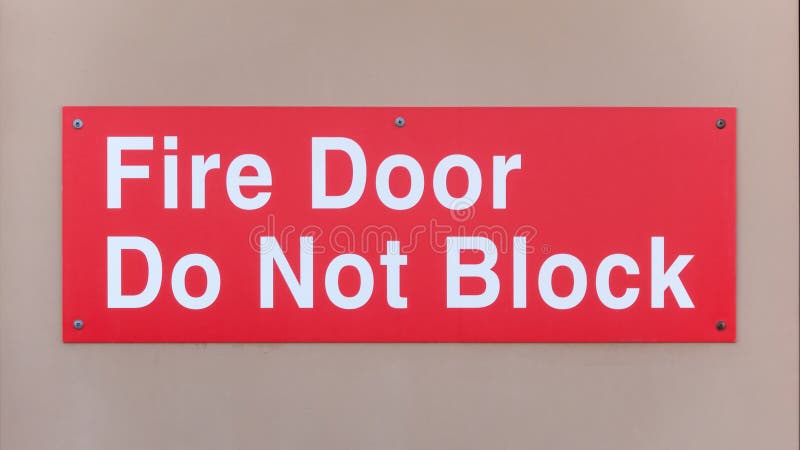 Fire Door Signage on Fire Safety Exit Door Stock Photo - Image of white ...