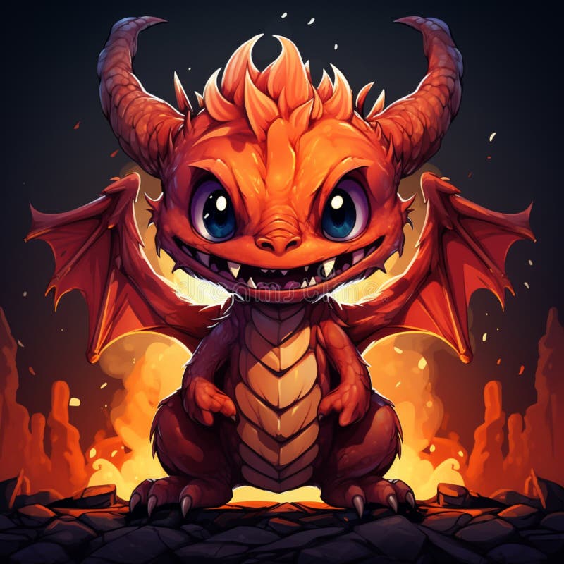 Fire Dragon Cartoon Illustration Stylized Image Stock Illustration ...