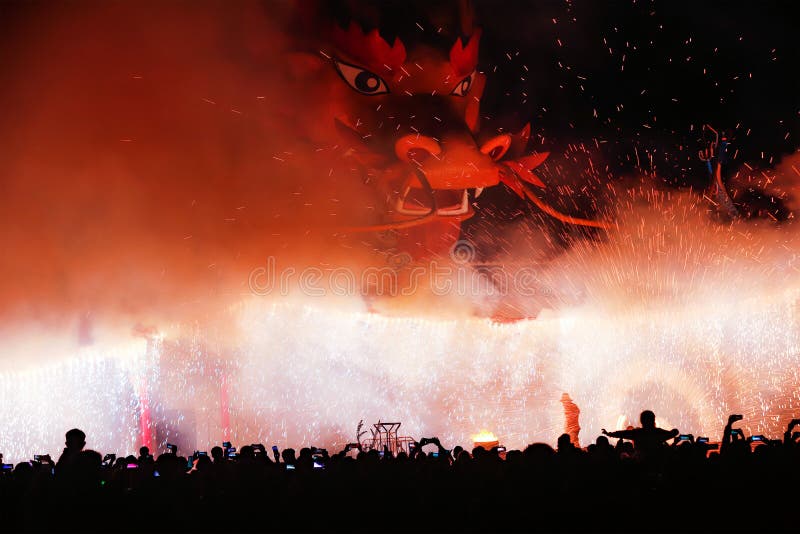 Fire dragon dance stock photo. Image of flame, text - 248959094