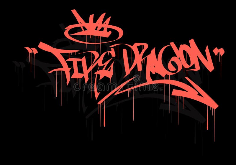 FIRE DRAGON Graffiti Tag Style Design Stock Vector - Illustration of ...