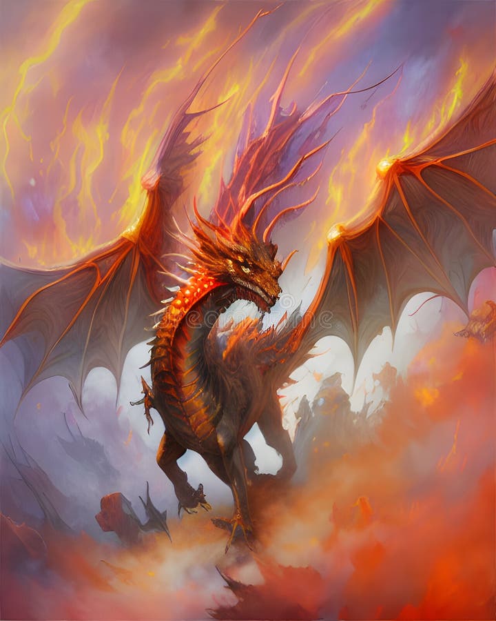 Fire dragon stock illustration. Illustration of flame - 269352503