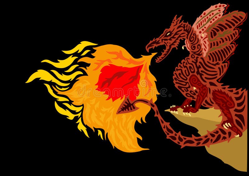 Fire Dragon (Vector) stock vector. Illustration of flying - 2613233