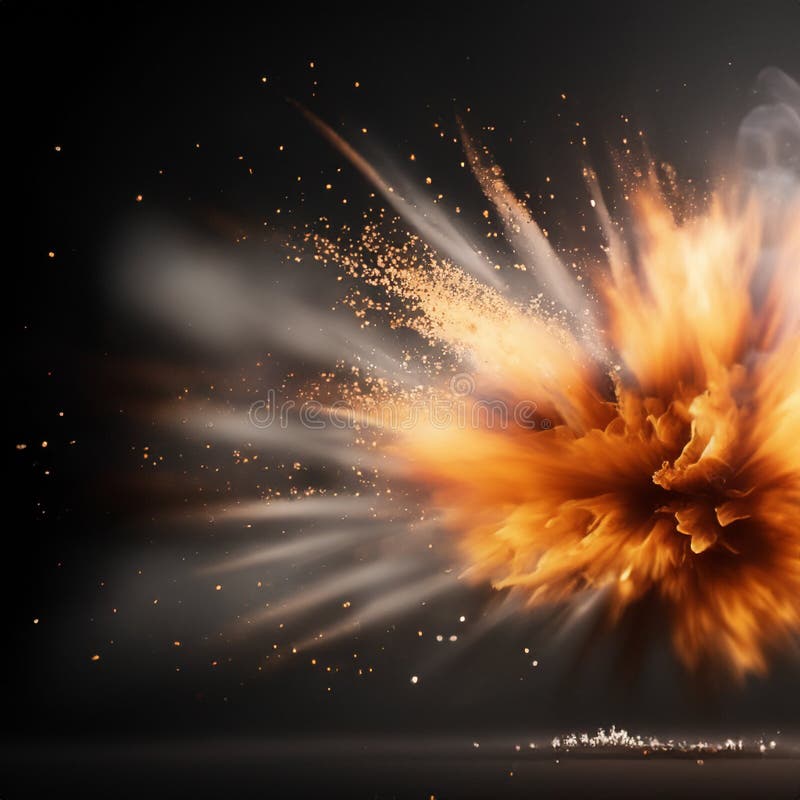 Fire Dust Exploding Fire Explosion or Fiery Explosion Against Black ...