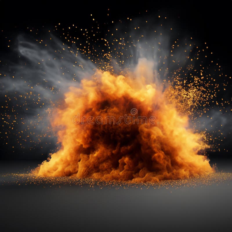 Fire Dust Exploding Fire Explosion or Fiery Explosion Against Black ...