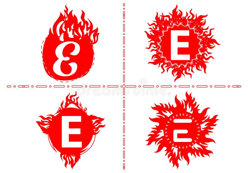 Fire E Letter Logo and Icon Design Template Stock Illustration ...