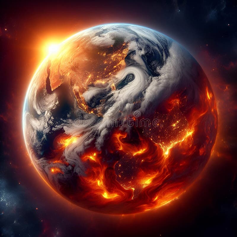 Fire Earth, Global Warming and Climate Change Concept Stock ...