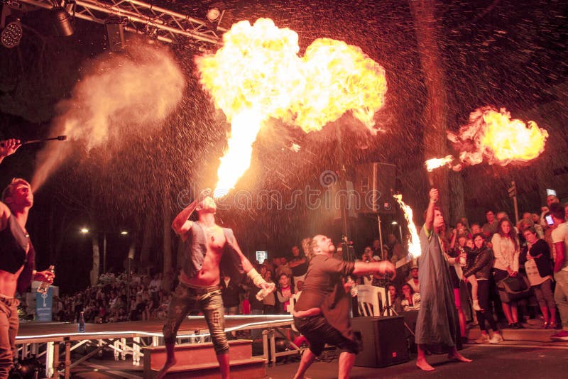 Fire Eaters they Perform a Show To the Public 2 Editorial Photography ...