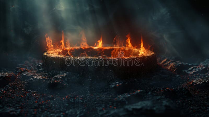 Fire Ecology, a Smoldering Tree Stump Depicting Forest Fire Aftermath ...