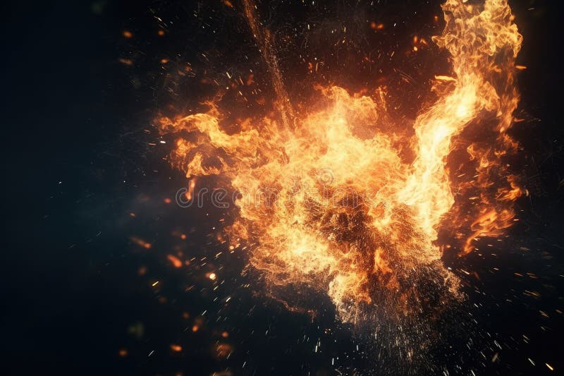 Fire Effect Bursting Explosion Light Orange Color, Emit Hot Temperature ...