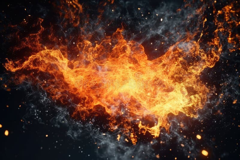 Fire Effect Bursting Explosion Light Orange Color, Emit Hot Temperature ...