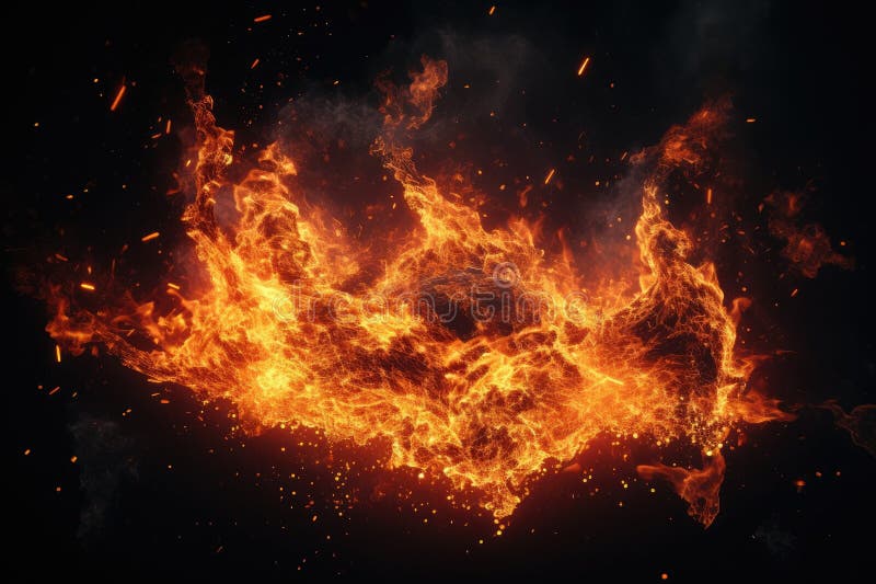 Fire Effect Bursting Explosion Light Orange Color, Emit Hot Temperature ...