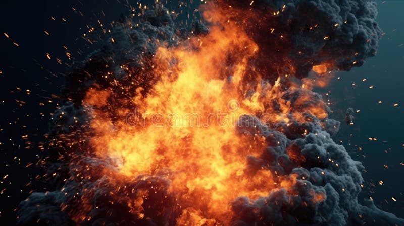 Fire Effect Bursting Explosion Light Orange Color, Emit Hot Temperature ...