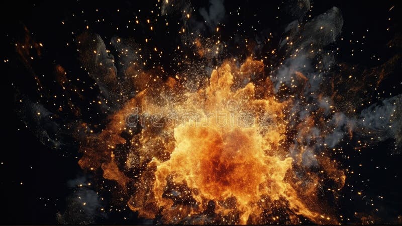 Fire Effect Bursting Explosion Light Orange Color, Emit Hot Temperature ...