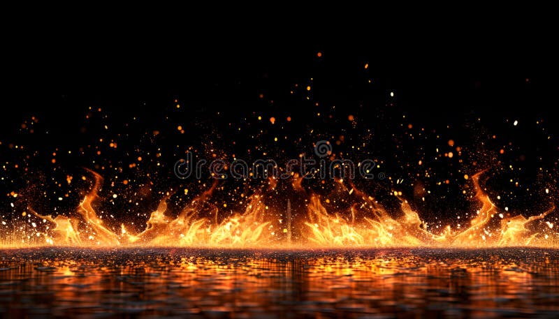 Fire Effect Isolated on Black Background. Concept of Particles ...