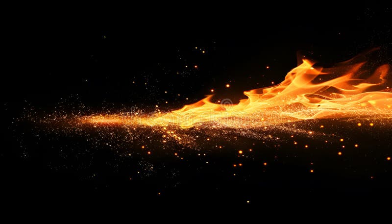 Fire Effect Isolated on Black Background. Concept of Particles ...