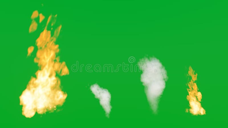 Fire Effect and Smoke Isolated Green Screen Background Chroma Key 3D ...