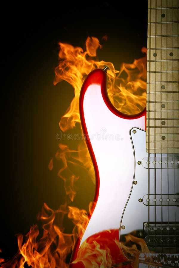 Hot guitar stock illustration. Illustration of grunge - 8847653