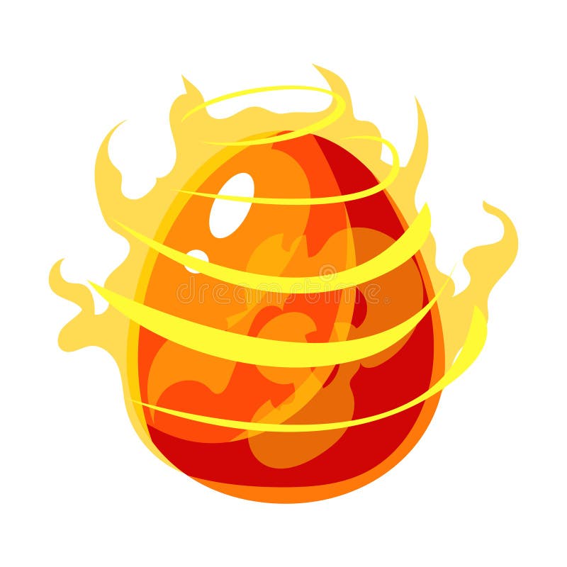 Fire Element Egg with Flames, Fantastic Natural Element Egg-Shped ...