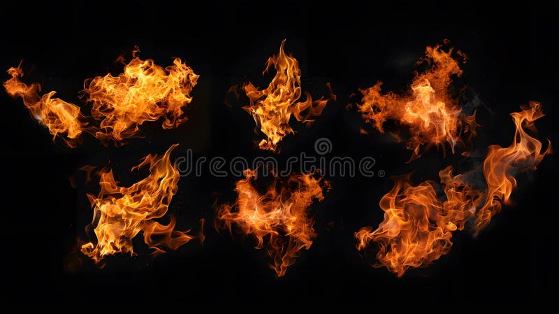 Fire Elements on Black Background. this is AI Generative Image. Stock ...
