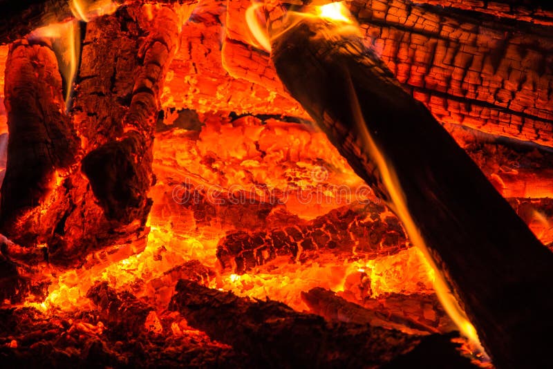Real fire and hot ember stock image. Image of ambers - 75225645