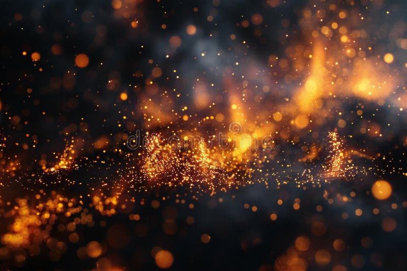 Fire Ember Particles Over a Black Background, with a Very Dark ...