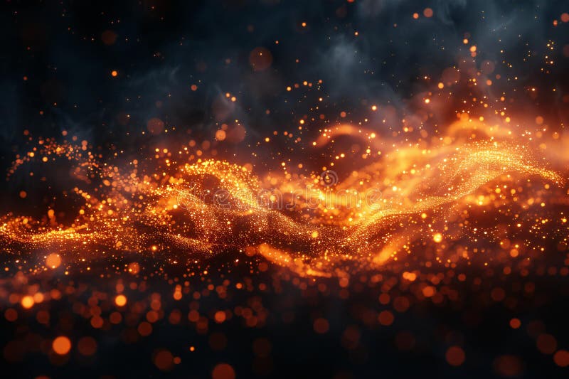 Fire Ember Particles Over a Black Background, with a Very Dark ...