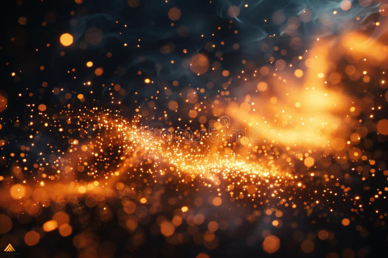 Fire Ember Particles Over a Black Background, with a Very Dark ...