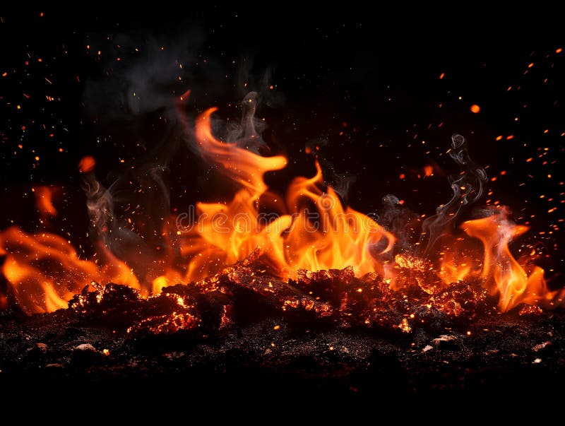 Fire, Embers and Flying Sparks Stock Photo - Image of burn, coal: 309290726